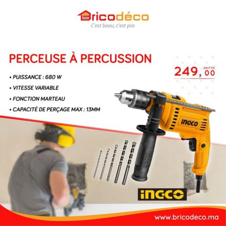 Perceuse à percussion de la marque INGCO dans les magasins Brico Deco