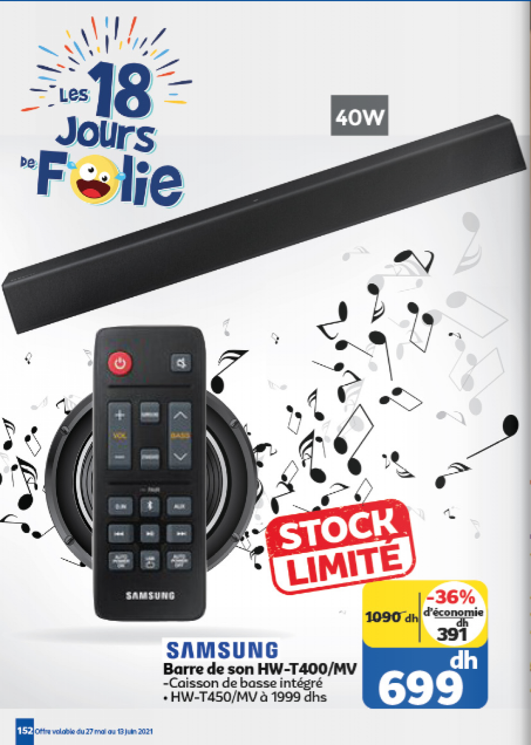 Barre de son SAMSUNG 40W chez MARJANE